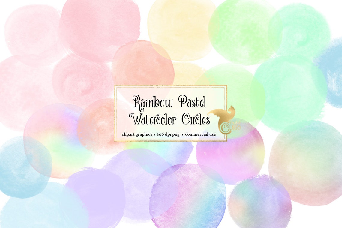 Pastel Rainbow Watercolor Circles Clipart Watercolour Blobs - Etsy