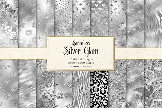 Silver Glam Digital Paper Seamless Silver Foil Sequin - Etsy