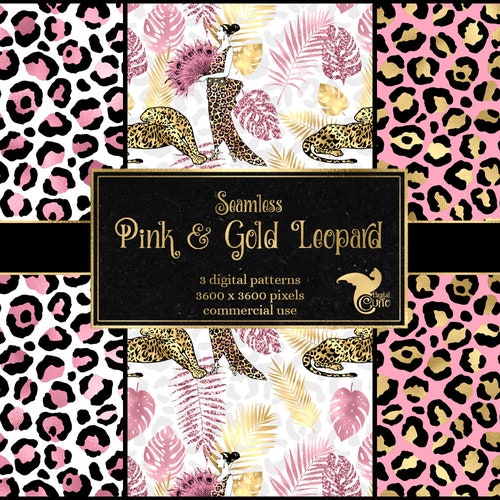 Purple and Gold Leopard Digital Paper Seamless Leopard Spot - Etsy