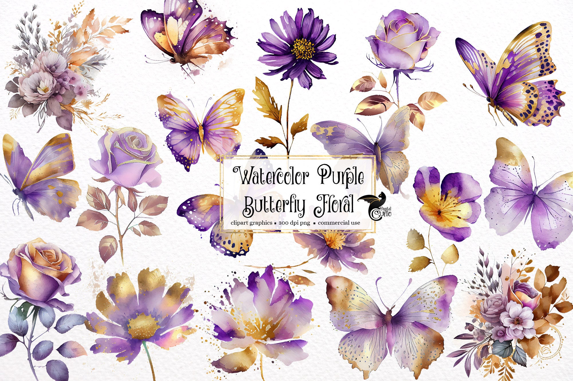 Purple Butterfly Flower Clip Art