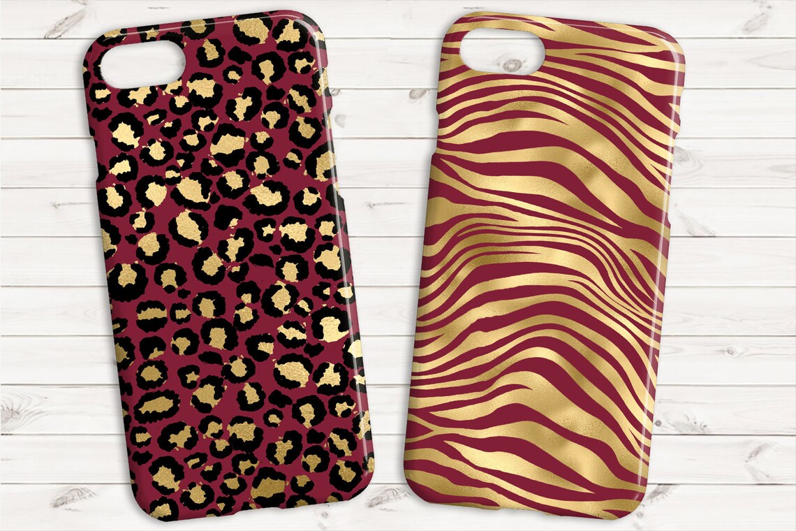 Burgundy and Gold Animal Skins Digital Paper Red Seamless | Etsy