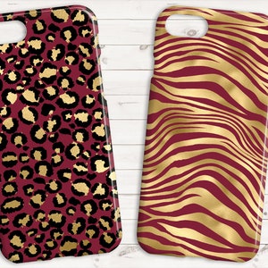 Burgundy and Gold Animal Skins Digital Paper, Red Seamless African ...