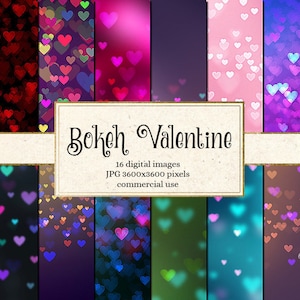 Bokeh Valentine Digital Paper, Bokeh Hearts Backgrounds, Love Sparkle ...