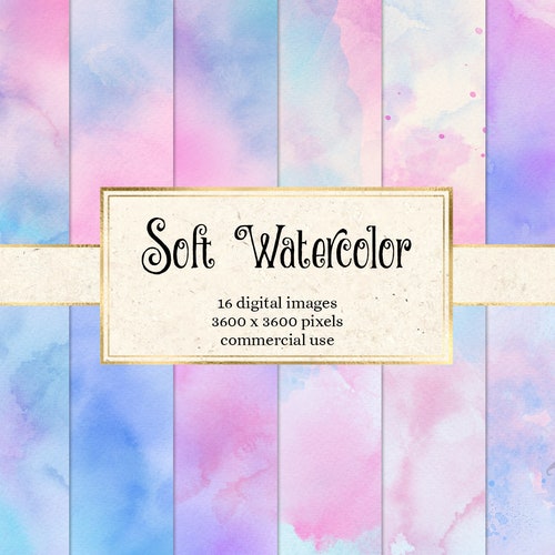 Soft Watercolor Digital Paper Pastel Watercolor Textures | Etsy