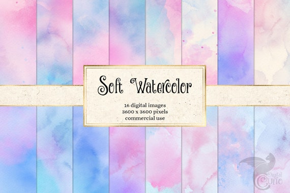 Soft Watercolor Digital Paper Pastel Watercolor Textures | Etsy