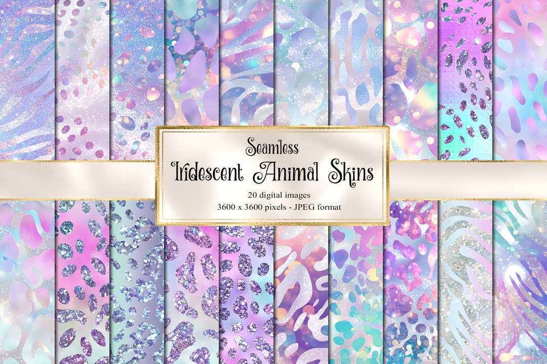 Iridescent Animal Skins Digital Paper, Seamless Animal Print Pattern ...