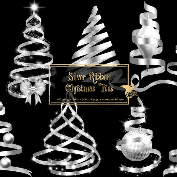 Silver Christmas Tree Png - Etsy