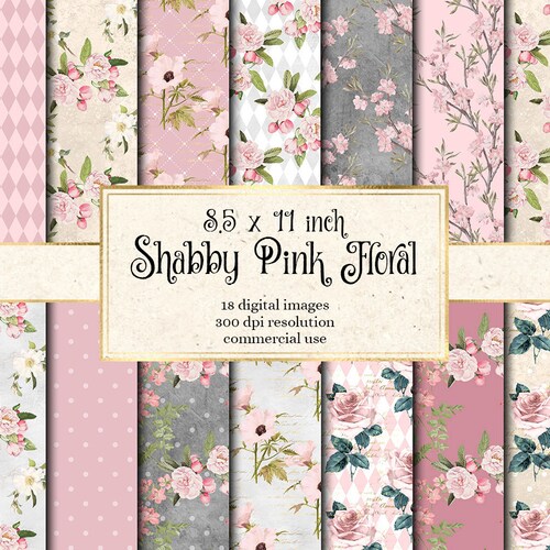 Shabby Pink Floral Digital Paper 8.5 X 11 Floral Patterns - Etsy