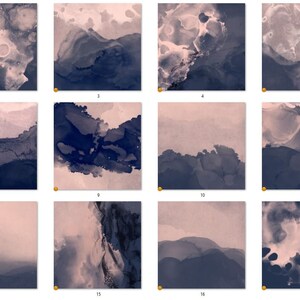 Blush and Navy Watercolor Digital Paper, Pink and Blue Ink Backgrounds ...