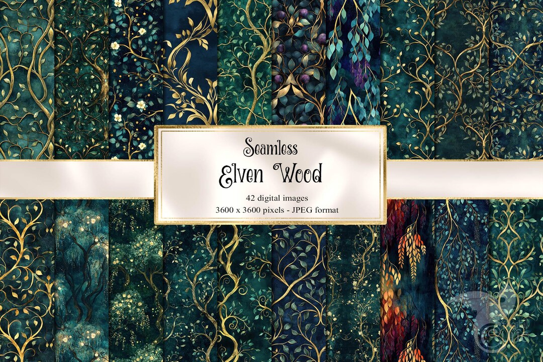 Elven Forest Digital Paper, Seamless Tree Patterns (digital Download ...