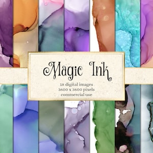 Magic Ink Digital Paper, Printable Scrapbook Paper With Alcohol Ink ...