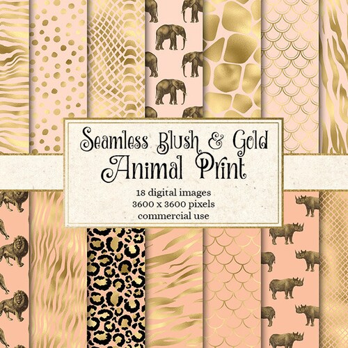 Pink and Gold Animal Skins Digital Paper Seamless African - Etsy