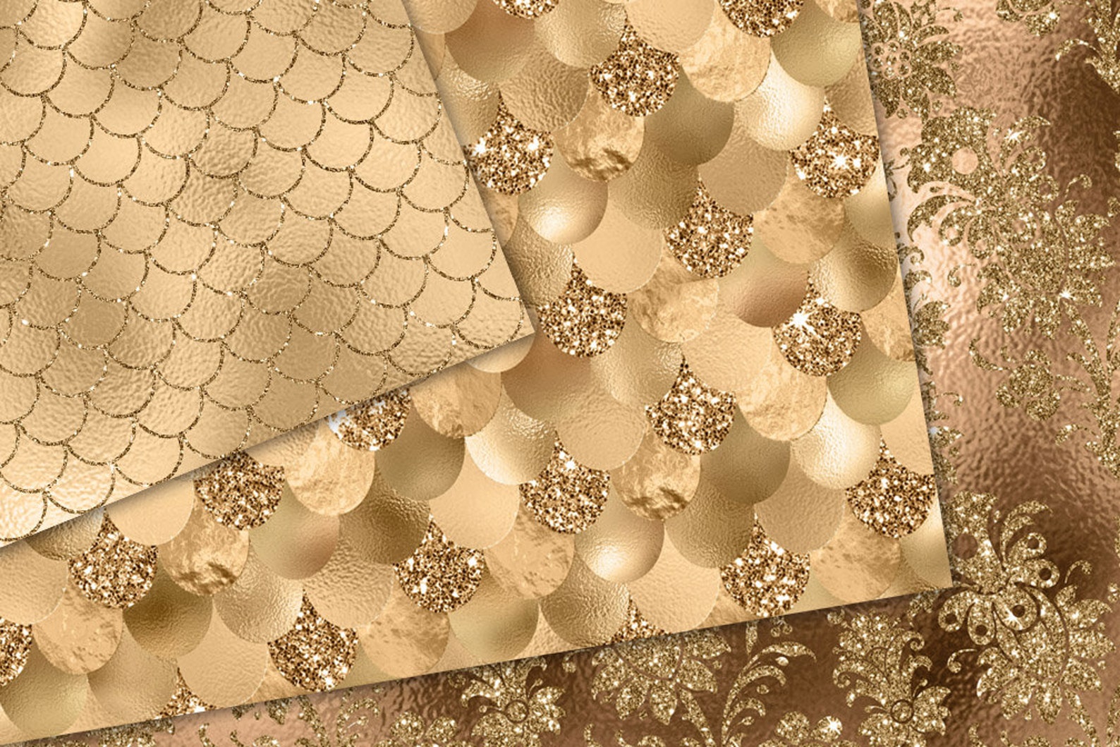 Gold Mermaid Scales, Seamless Digital Paper (commercial Use) - Etsy
