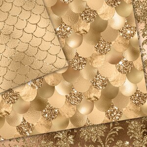 Gold Mermaid Scales Digital Paper, Gold Mermaid Scales, Mermaid Glitter ...
