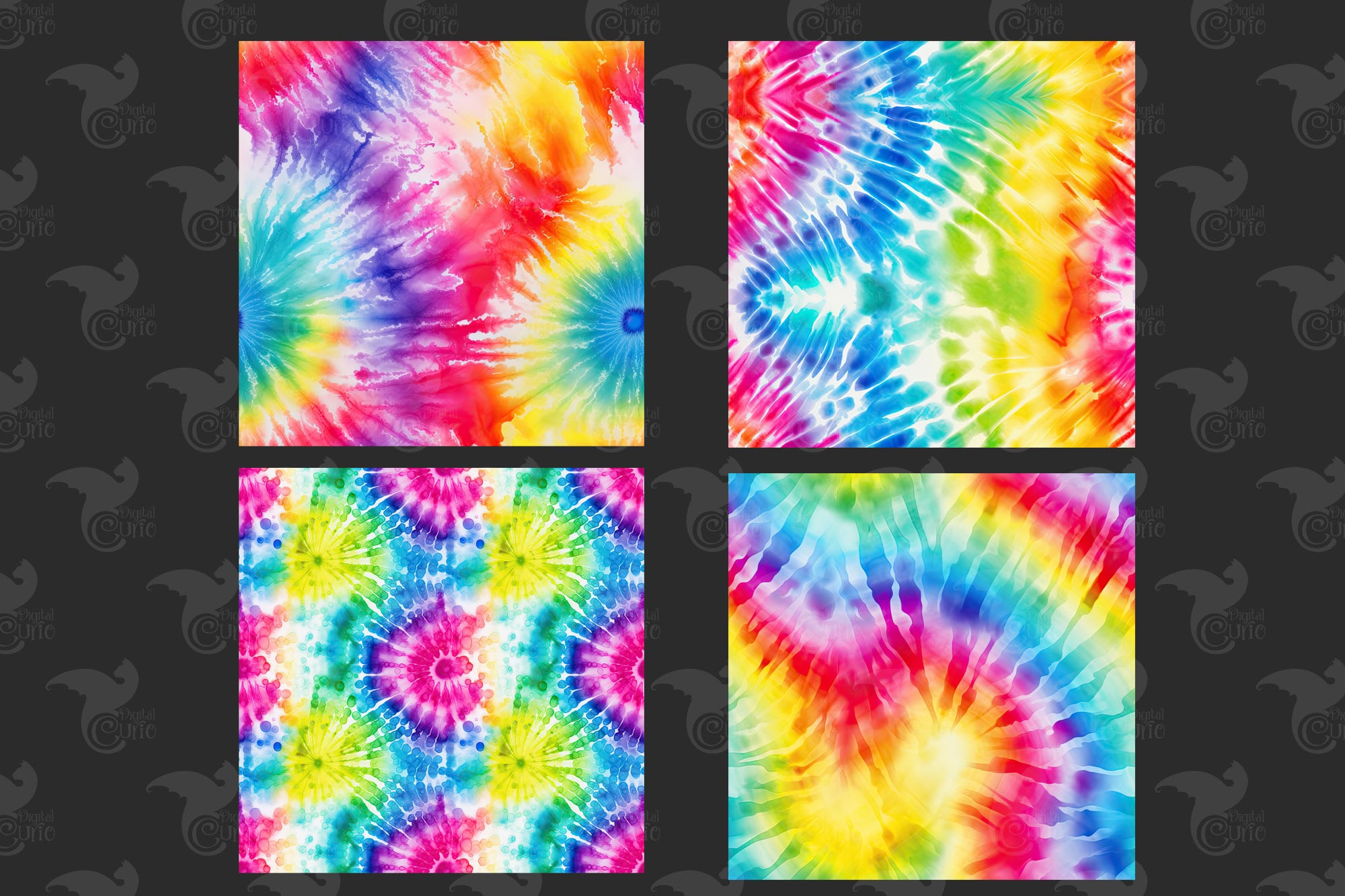 Rainbow Tie Dye Digital Paper, Seamless Printable Textures (JPEG) - Etsy