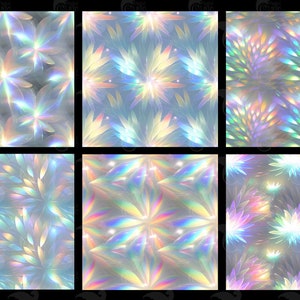 Prismatic Flowers Digital Paper, Rainbow Light Backgrounds, Instant ...