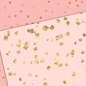 Blush and Gold Confetti Digital Paper, Blush Pink and Gold Foil ...