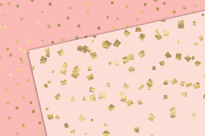 Blush and Gold Confetti Digital Paper Blush Pink and Gold - Etsy