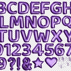Violet Foil Balloon Alphabet Clip Art - Digital Instant Download ...