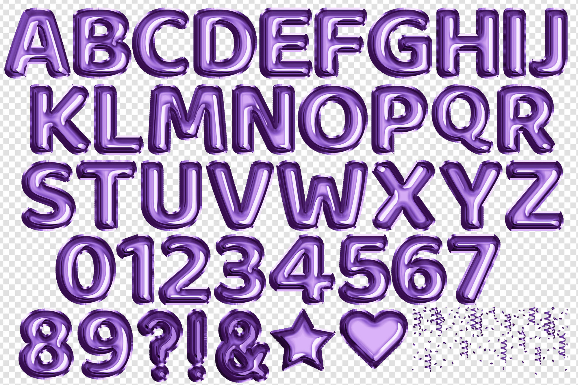 Violet Foil Balloon Alphabet Clip Art Digital Instant - Etsy
