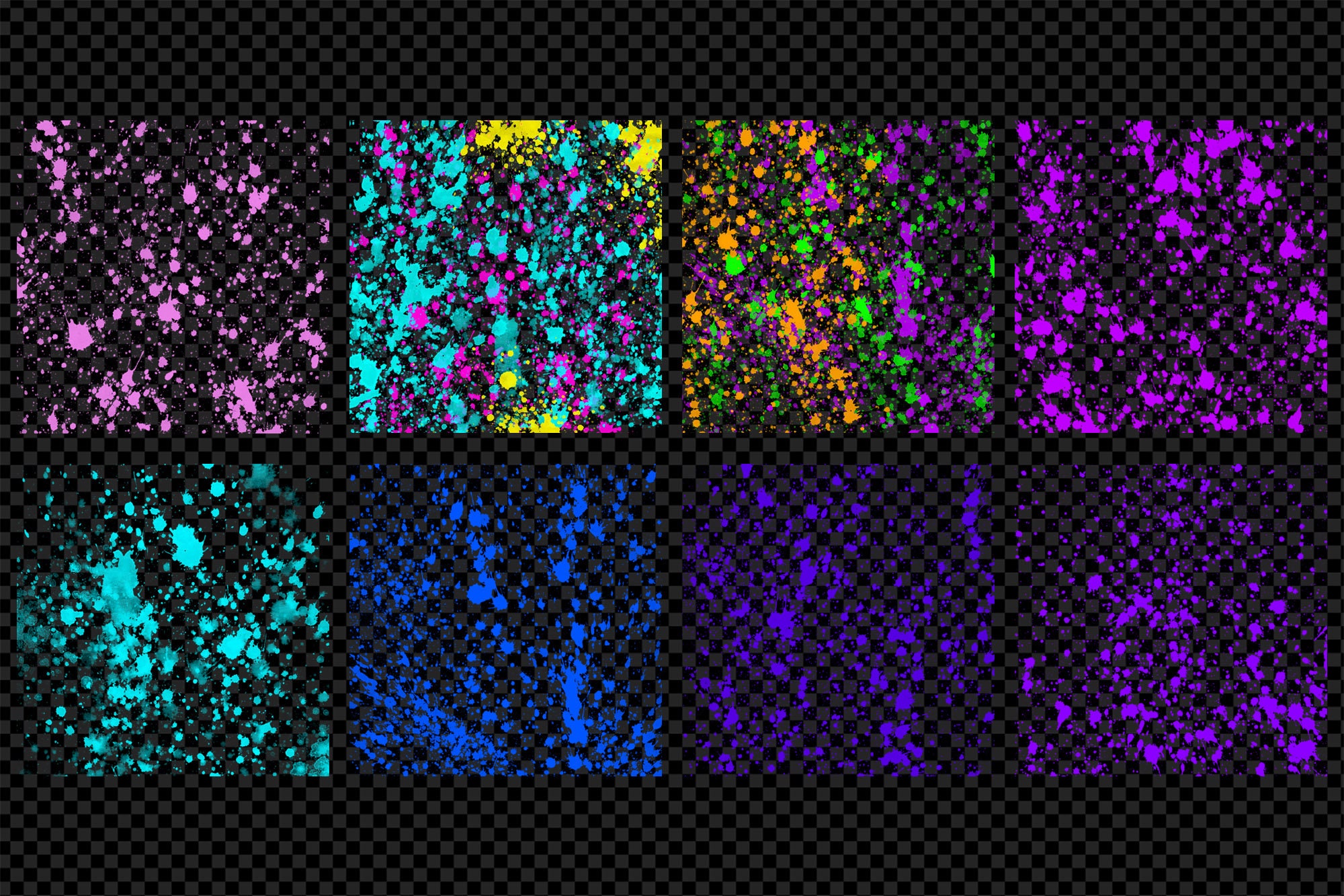 Neon Paint Splatter Overlays Digital Graphics in PNG Format - Etsy Canada
