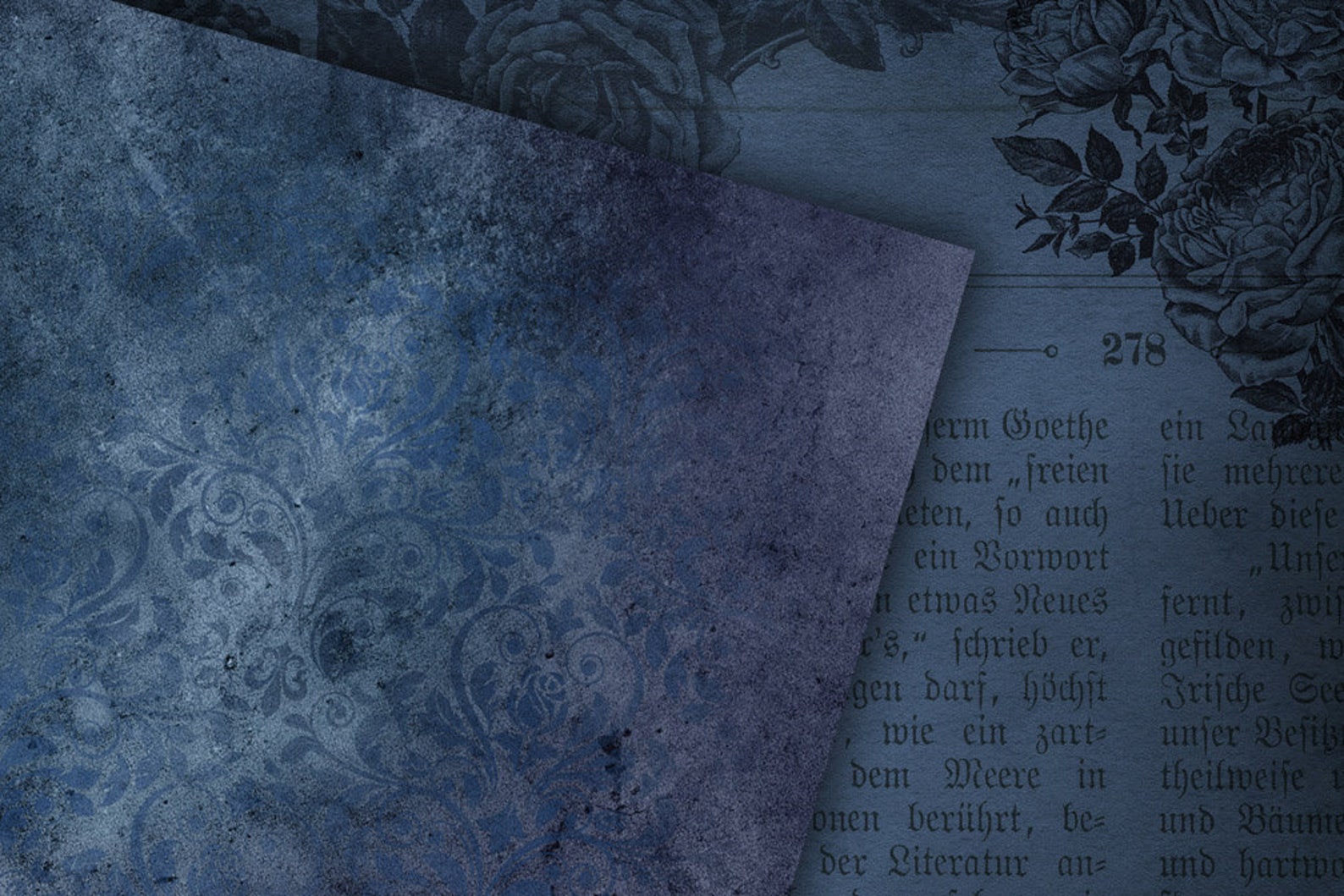 Vintage Blue Digital Paper, Antique Scrapbook Paper, Blue Textures ...