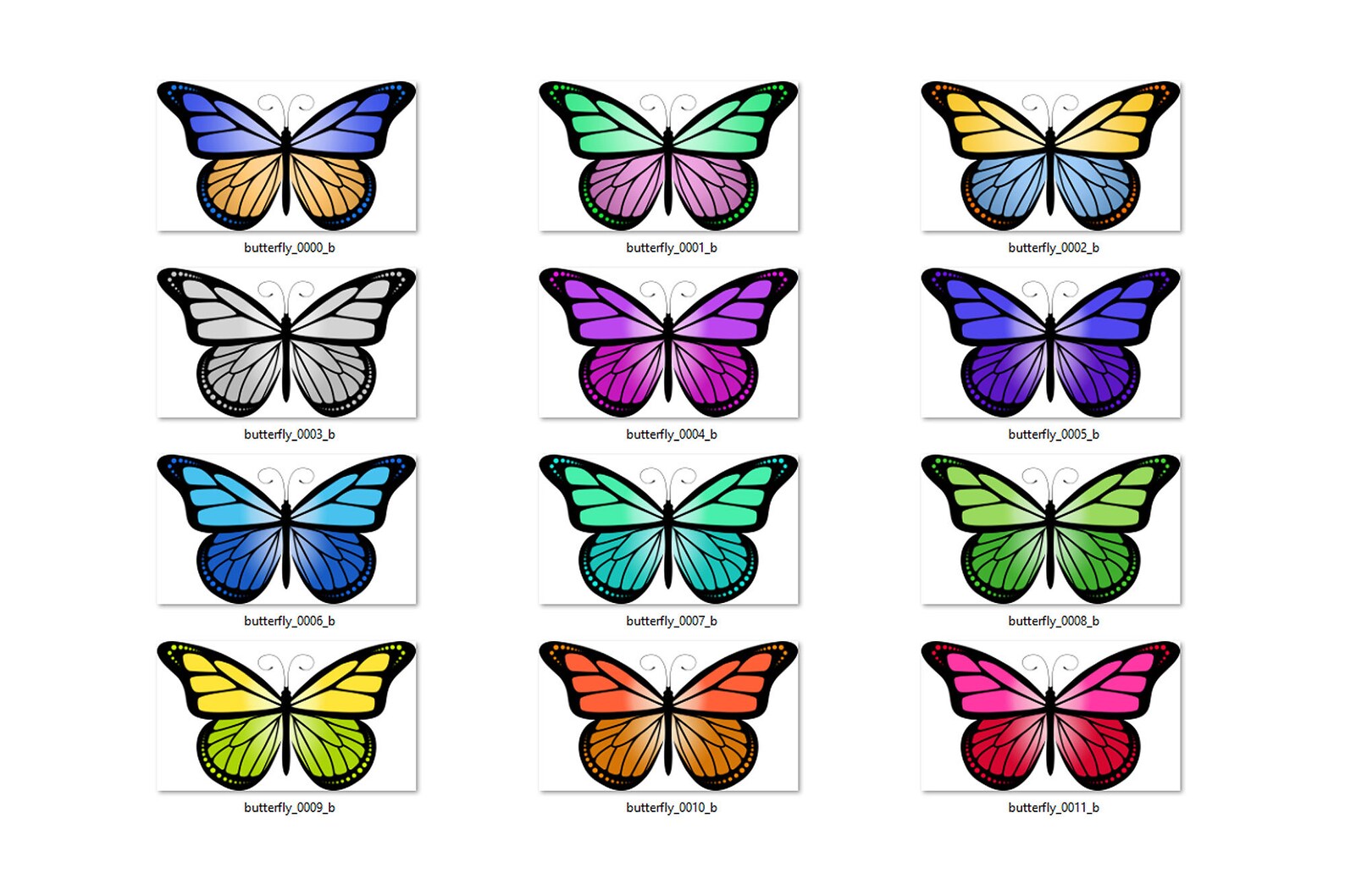 Butterflies Clipart Rainbow Butterfly Instant Download for - Etsy