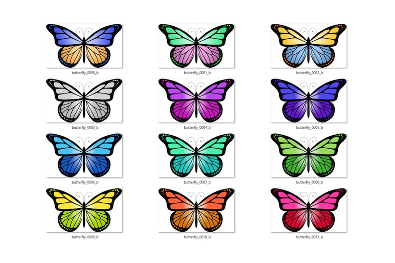 Butterflies Clipart, Rainbow Butterfly Instant Download for Commercial ...