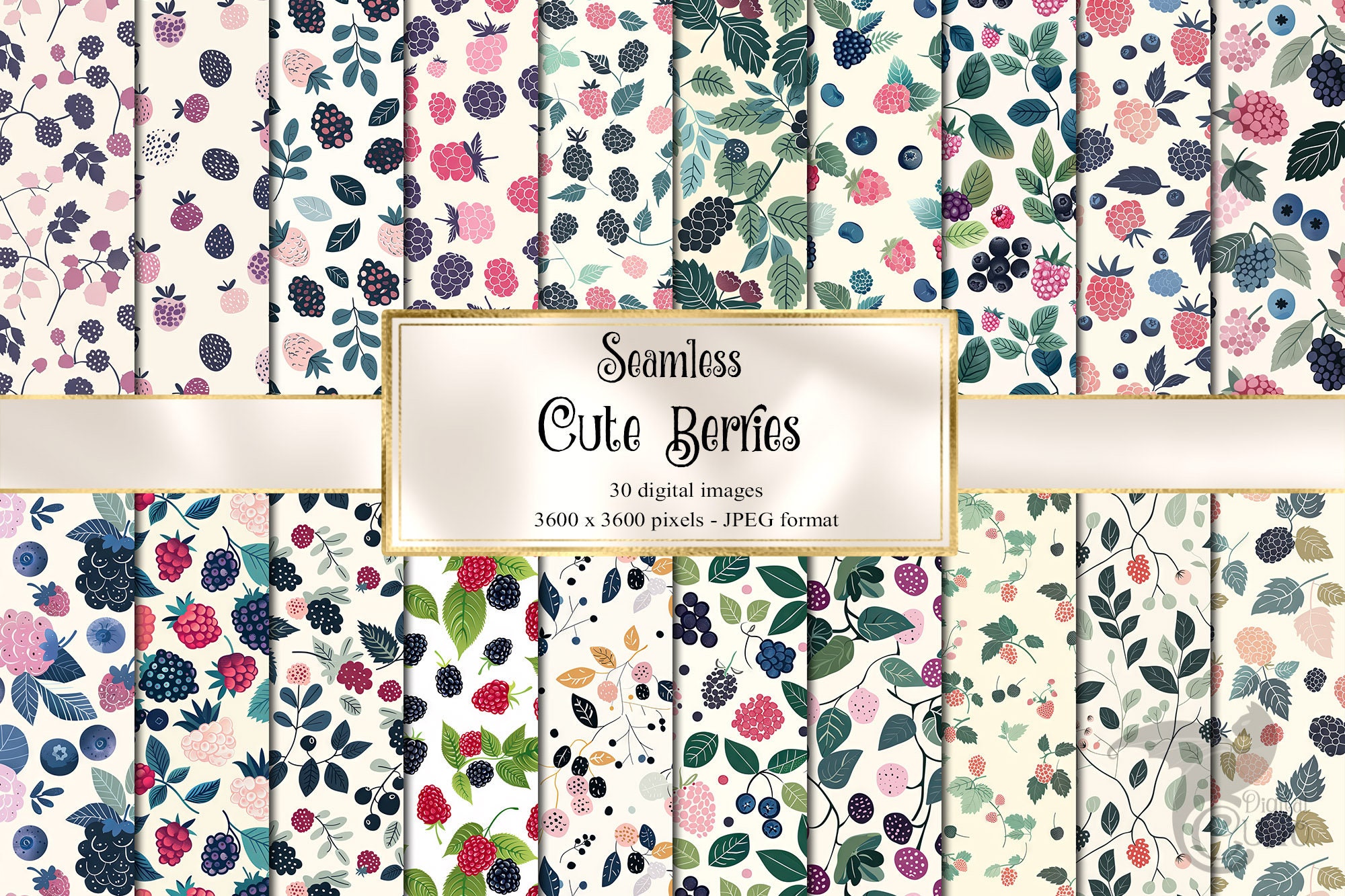Berry Digital Paper – Pastel Seamless Fruit Patterns (digital Download ...