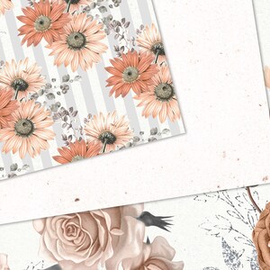 Peachy Floral Digital Paper, Seamless Backgrounds With Peach Pink ...