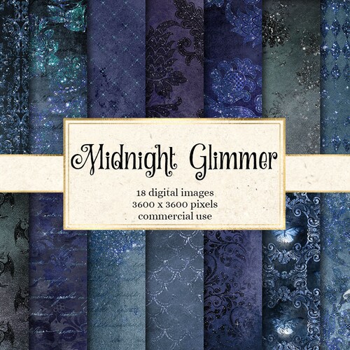 Midnight Glimmer Digital Paper Blue Gothic Vintage Distressed - Etsy