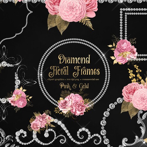 Gold Diamond Frames Clipart Antique Fancy Frame Clip Art | Etsy