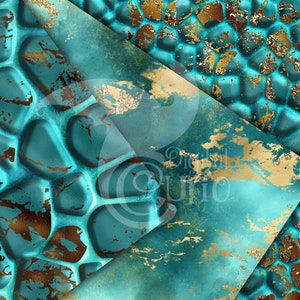 Turquoise Stone Digital Paper, Jewel Marble Texture Backgrounds ...