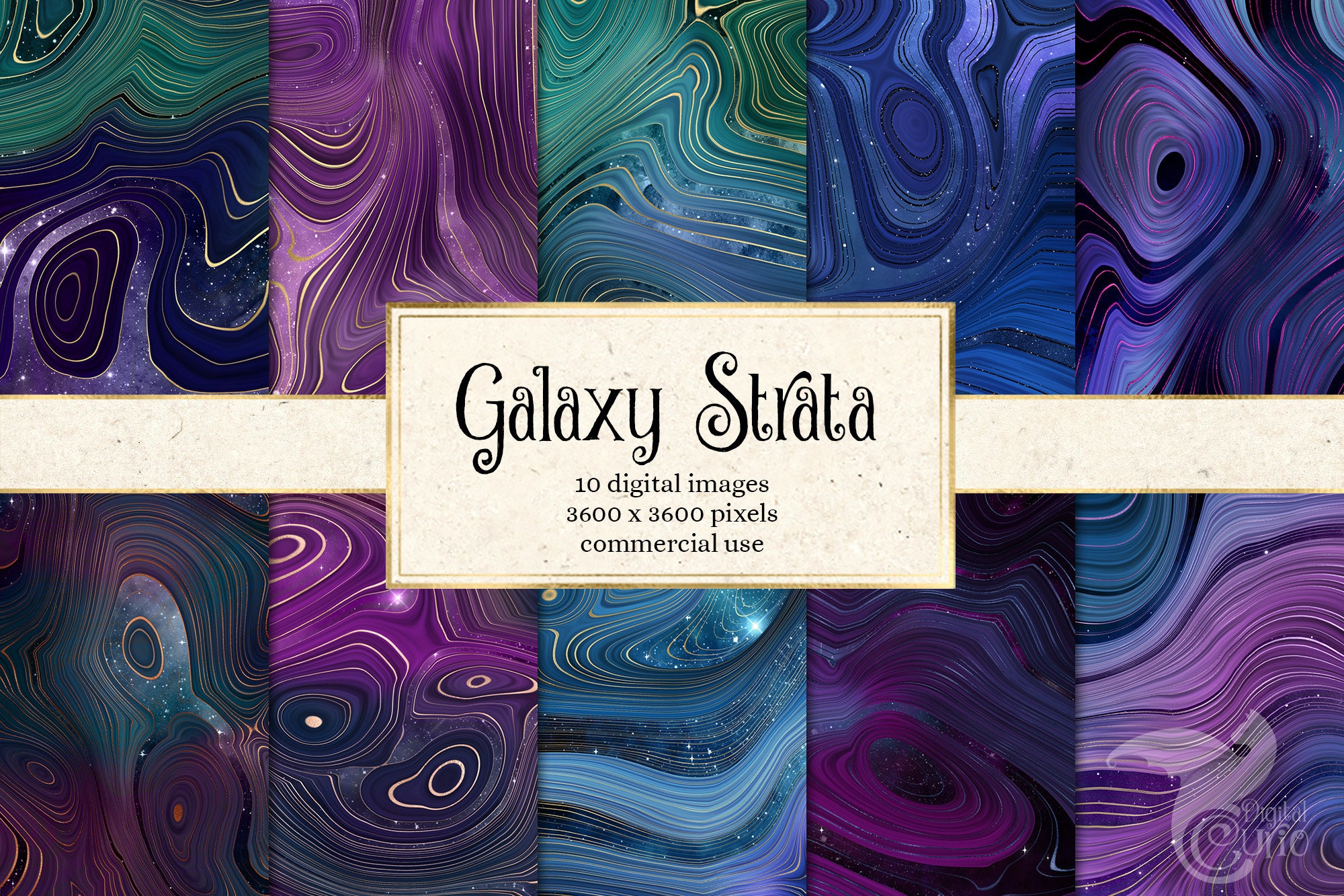 Galaxy Stata Textures Digital Papers With Gold Vein Agate - Etsy