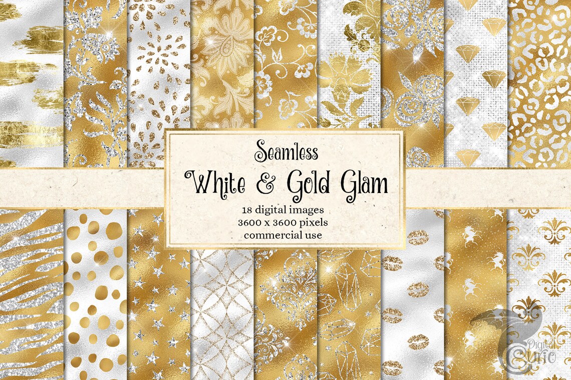 White and Gold Glam Digital Paper Seamless White and Gold - Etsy