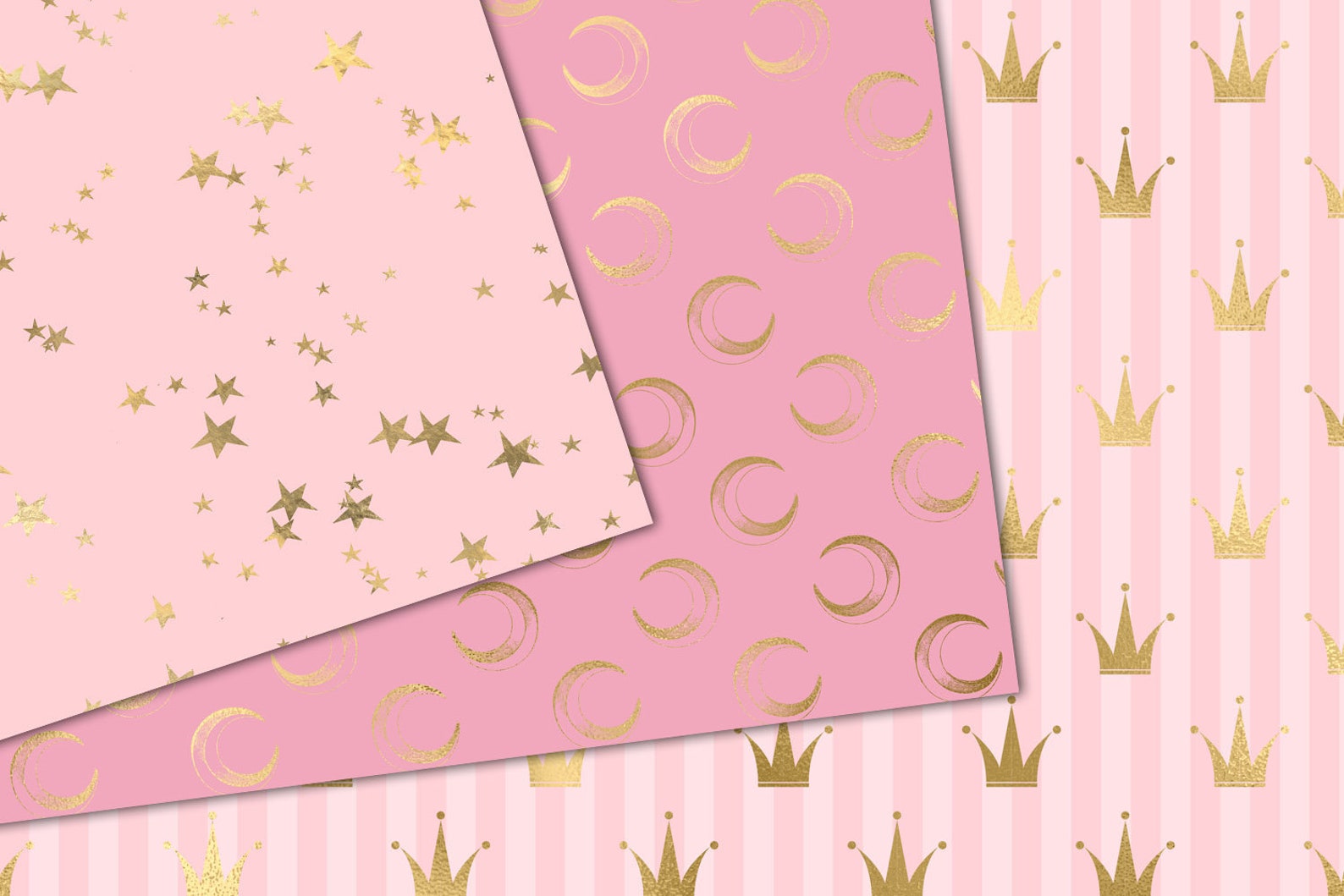 Pink and Gold Fairy Digital Paper Seamless Textures With | Etsy