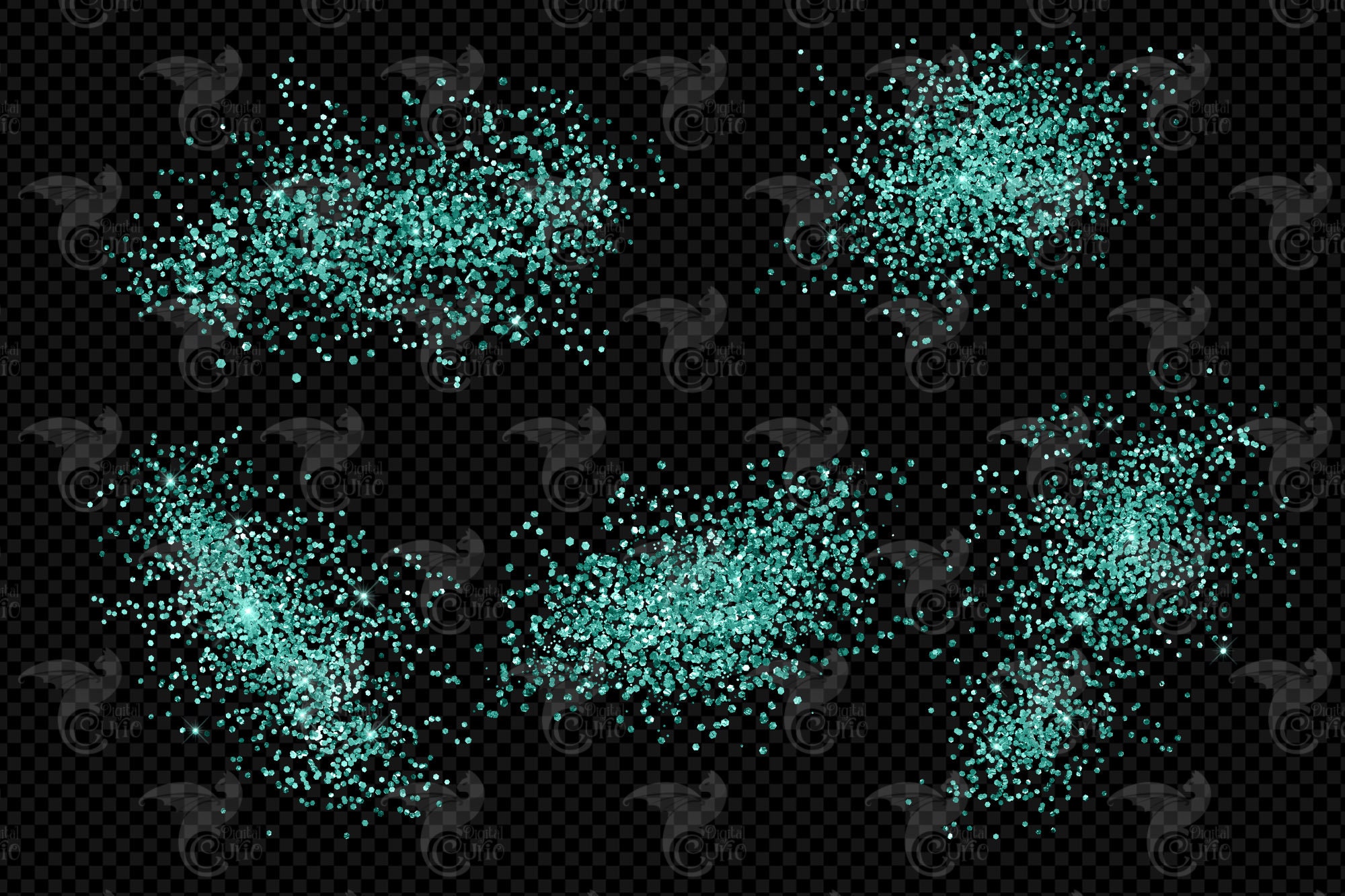Chunky Teal Glitter PNG Overlays, Digital Confetti (instant Download ...