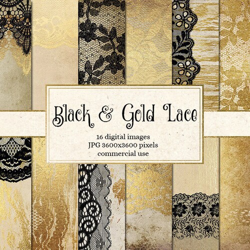 Black and Gold Digital Paper Seamless Gold Foil Backgrounds - Etsy