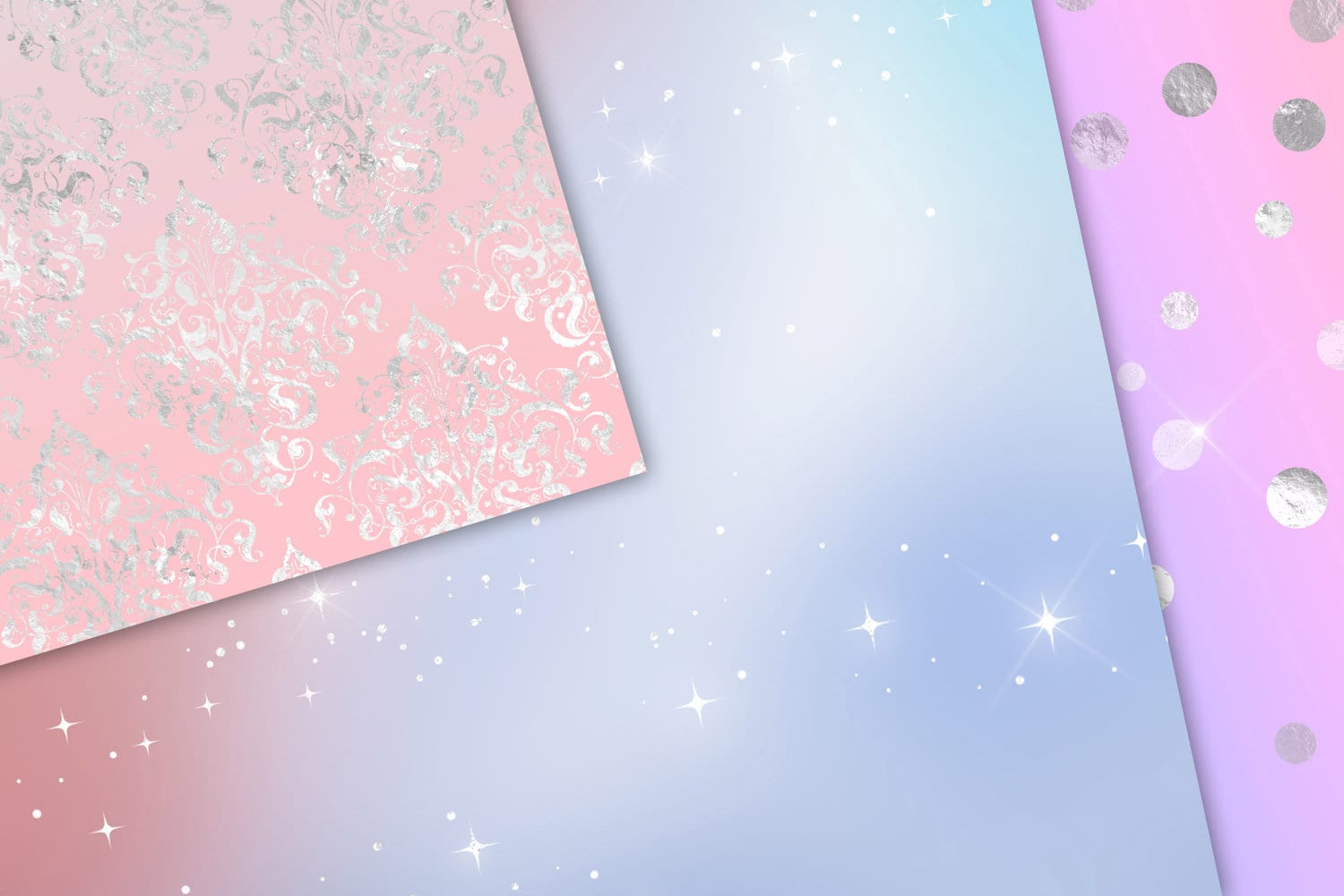Silver Unicorn Pastel Digital Paper, Ombre Backgrounds (instant ...
