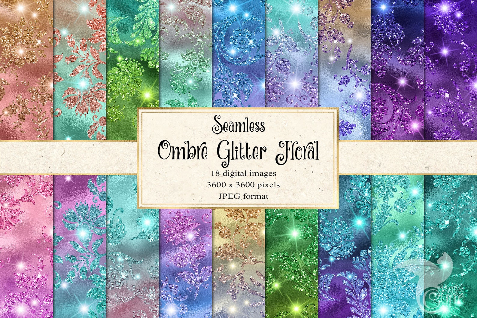 Ombre Glitter Floral Digital Paper Seamless Glitter Texture - Etsy