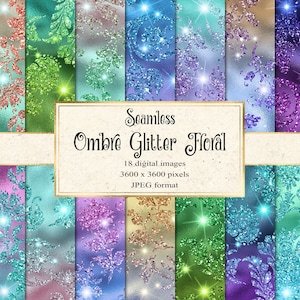 Ombre Glitter Floral Digital Paper Seamless Glitter Texture - Etsy