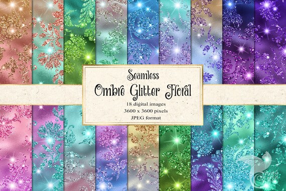 Ombre Glitter Floral Digital Paper Seamless Glitter Texture - Etsy