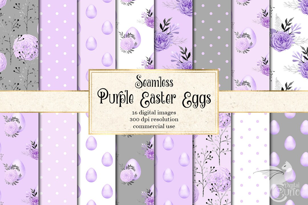 Purple Easter Egg Digital Paper, Seamless Easter Patterns With Pastel ...