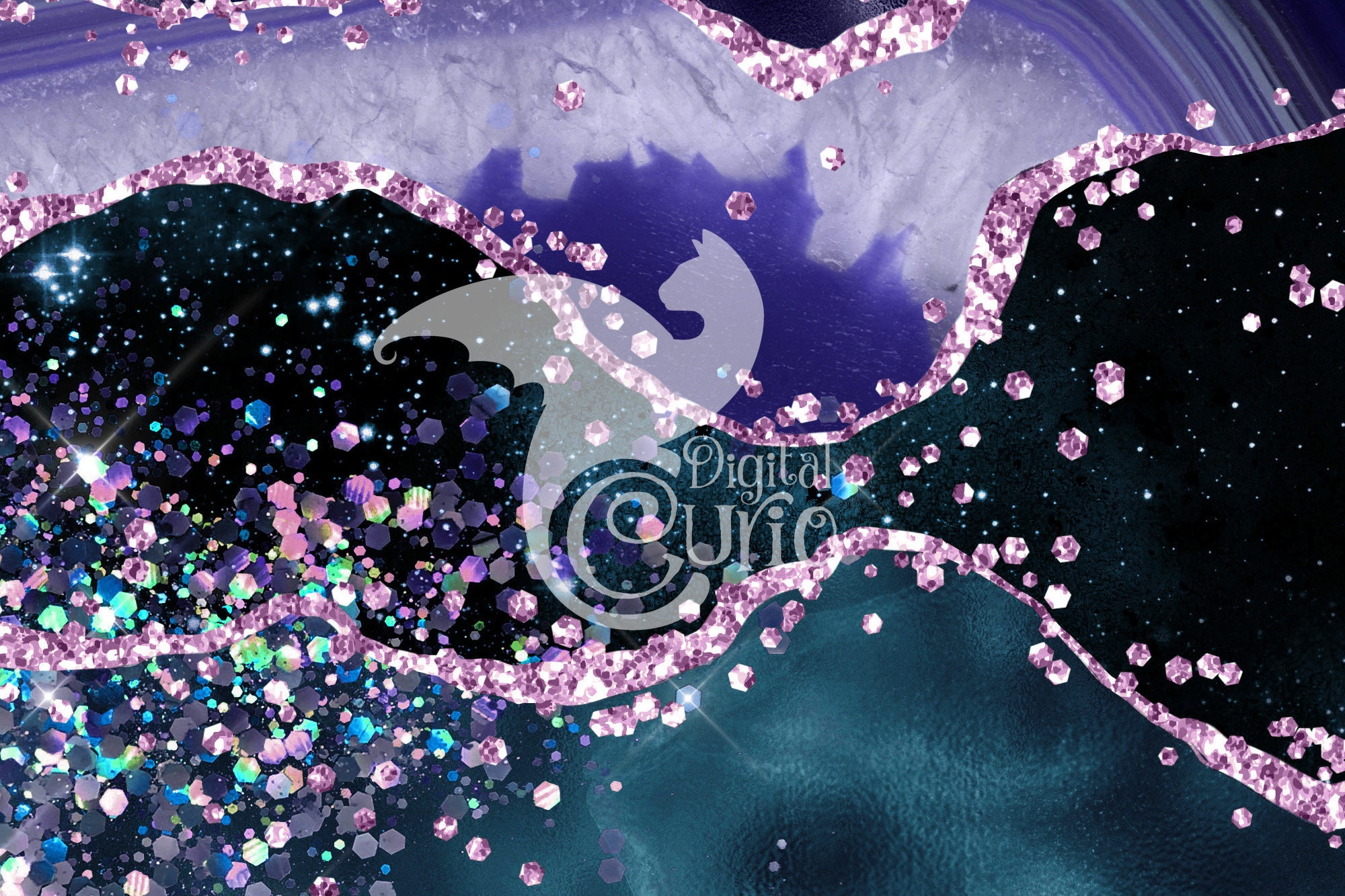 Ocean Glitter Agate Digital Paper Seamless Textures With - Etsy