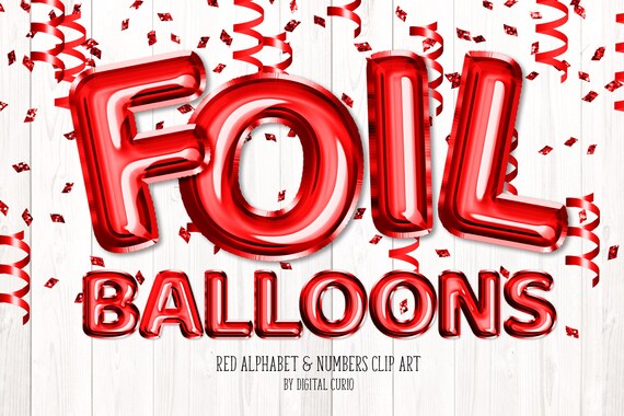 Red Foil Balloon Alphabet Clip Art Digital Instant Download Graphics in PNG Format for Commercial Use Celebration and Party Designs Etsy