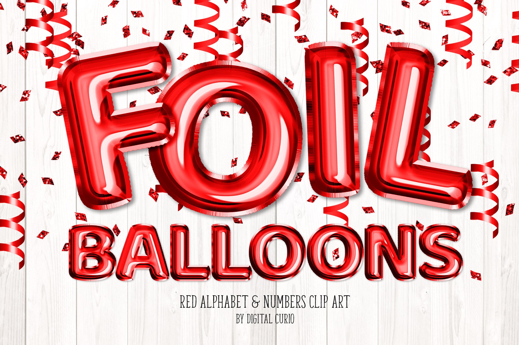 Red Foil Balloon Alphabet Clip Art Digital Instant Download - Etsy