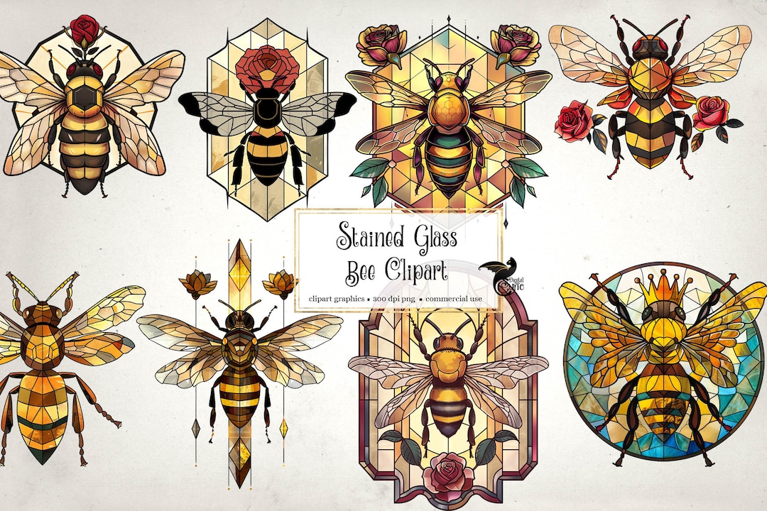 Stained Glass Bee Clipart – Honeybee Graphics (digital Download) - Etsy