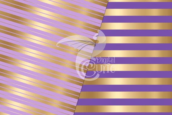 Purple And Gold Striped Wallpaper