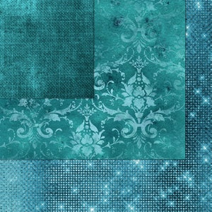 Turquoise Textures Digital Paper, Printable Scrapbook Paper With Teal ...