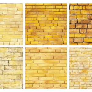 Yellow Brick Textures Digital Paper, Seamless Rustic Brick Wall Digital ...
